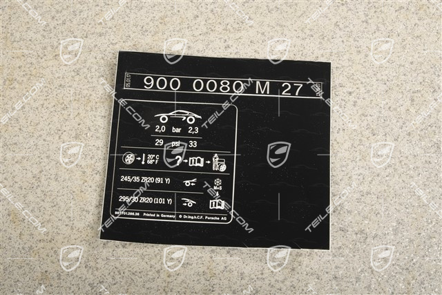 TEILE.COM | GT4, Identification / notice plate for tire pressure / new ...