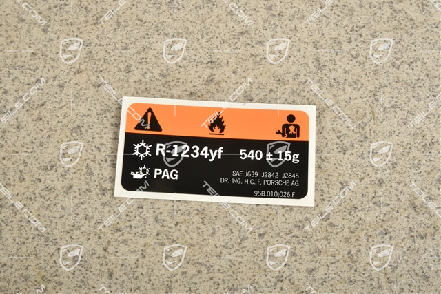 TEILE.COM | Notice sticker, Refrigerant R1234YF / new / Macan 95B / 001 ...
