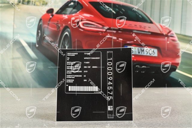 TEILE.COM | VIN identification sticker/production data / new / Taycan ...