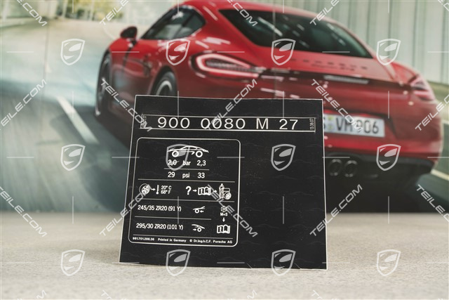 TEILE.COM | GT4, Identification / notice plate for tire pressure / new ...